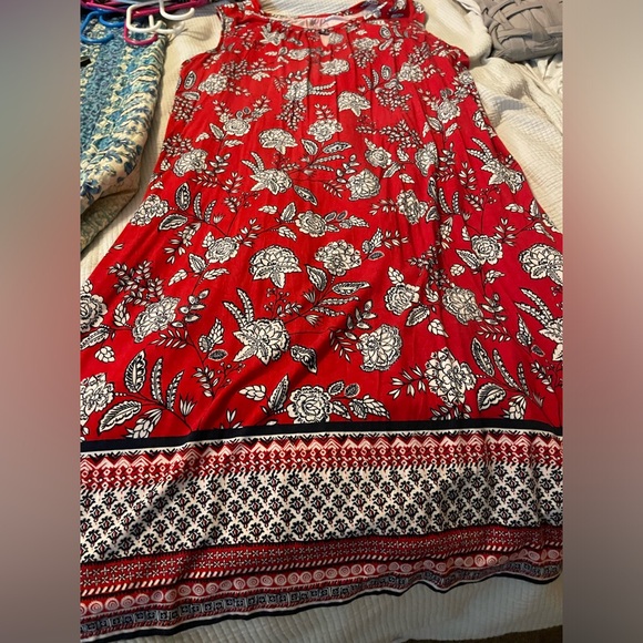 croft & barrow | Dresses | Red Black And White Print Dress | Poshmark